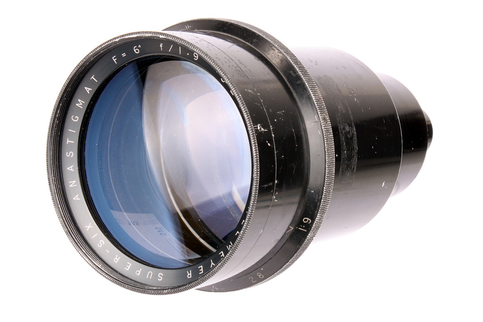 A Dallmeyer Super Six f/1.9 6” TV Lens, black, serial no. 525066, body ...