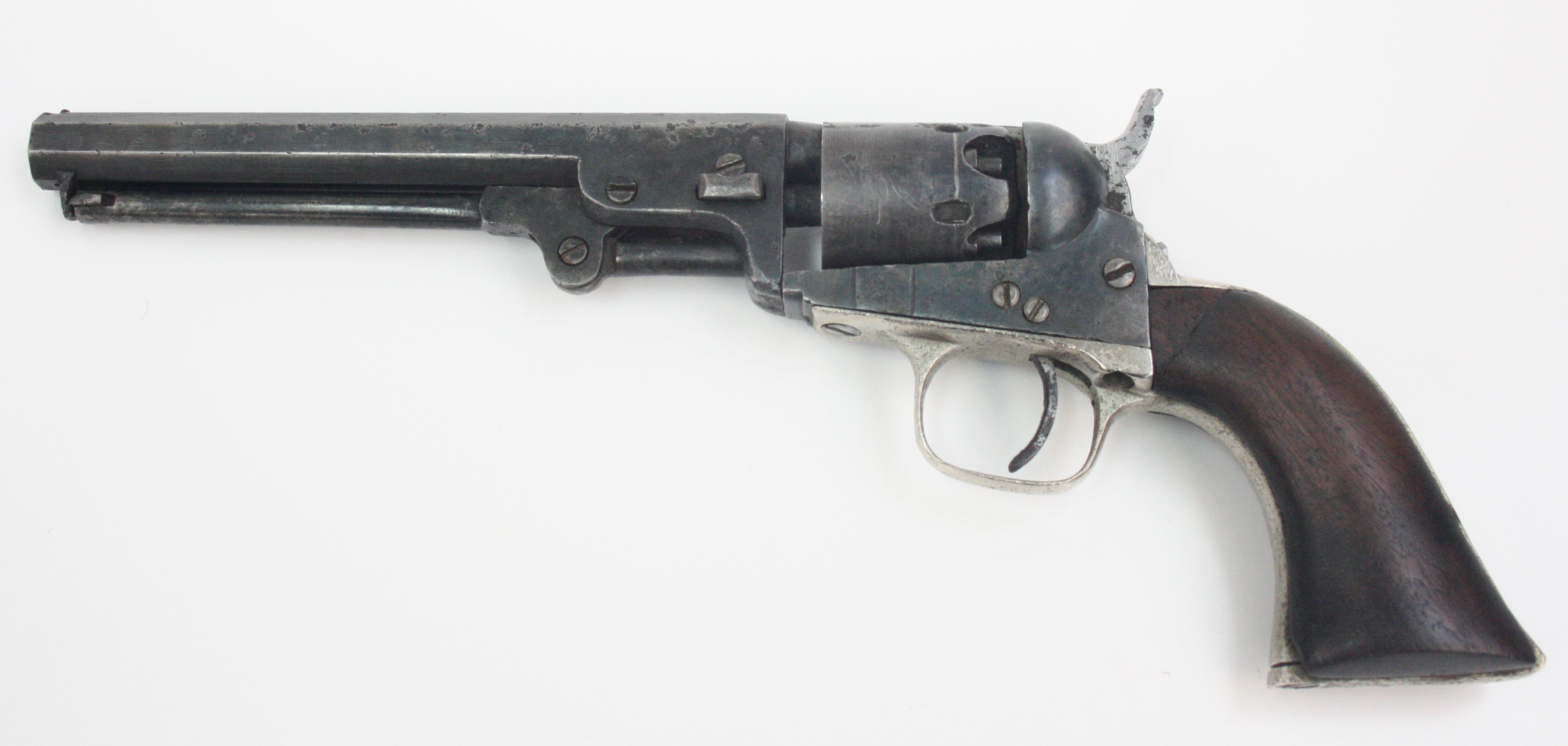 A Colt 1861 Pocket Navy five shot cap and ball, blued metal revolver ...