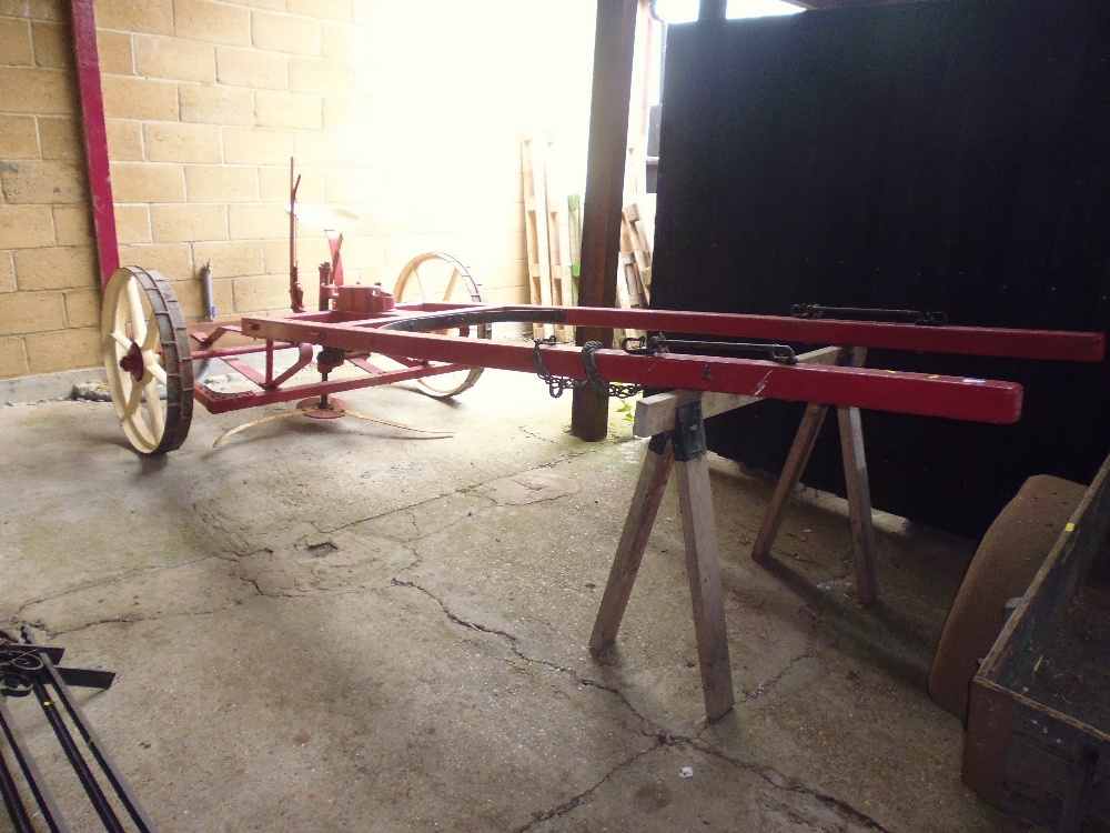 A Simplex horse drawn thistle cutter, in working order with the shafts ...