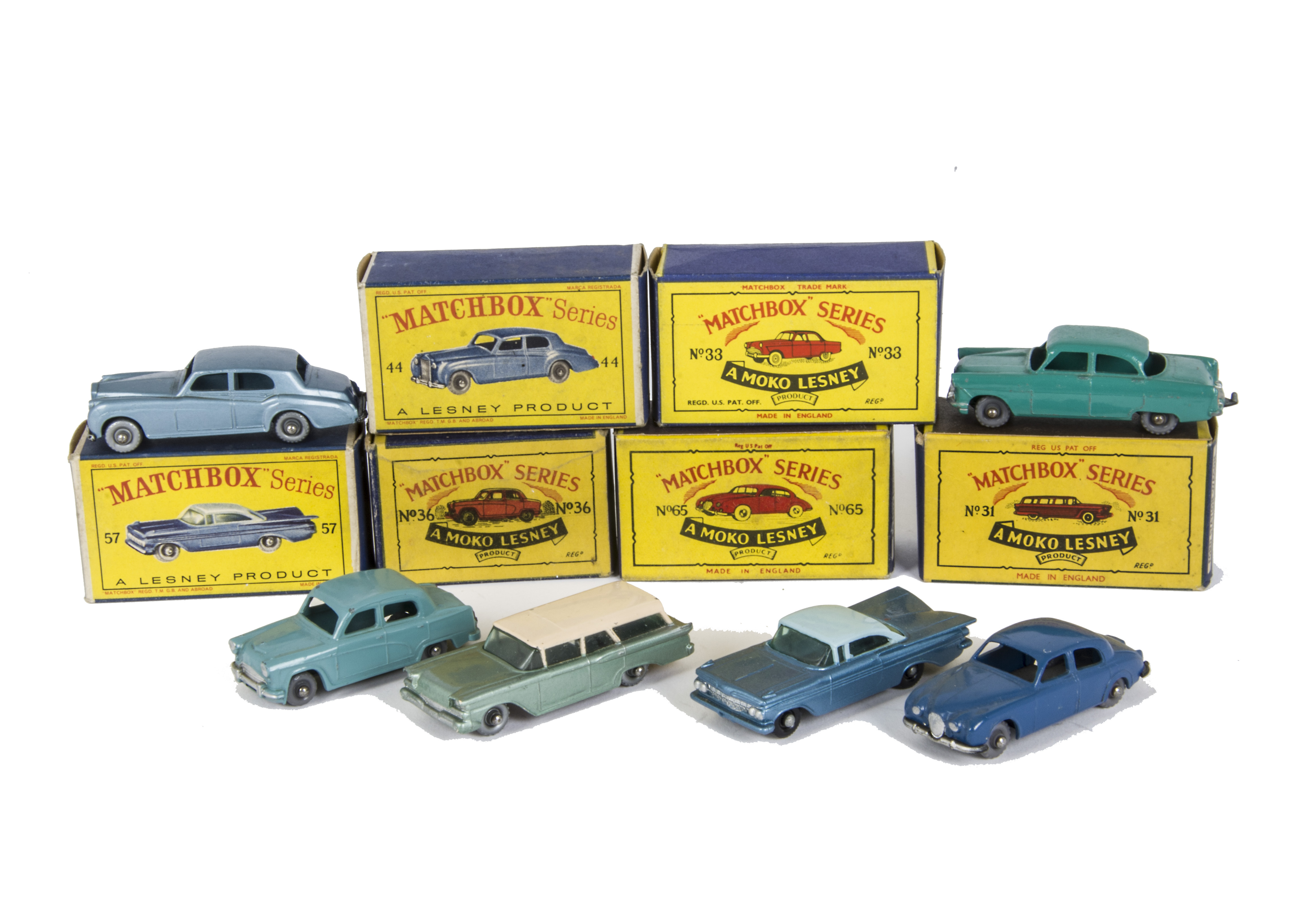 Matchbox Lesney 1-75 Series Cars, 36 Austin A50, GPW, 57 Chevrolet ...