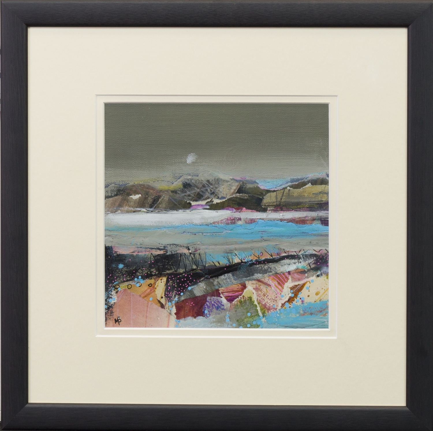 MAY BYRNE,SHORELINEmixed media on board, signed30cm x 30cmMounted ...