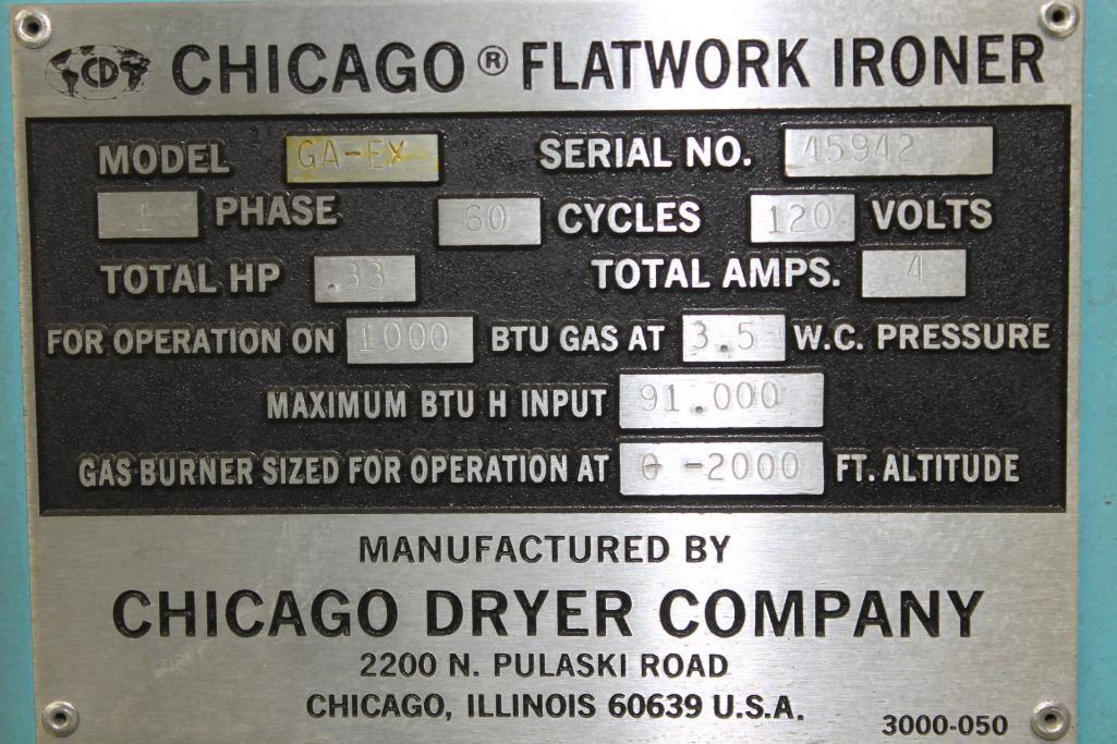 Chicago Flatwork Ironer (linen ironer) Model GA-EX, S/N 45942, 120V, 4A ...