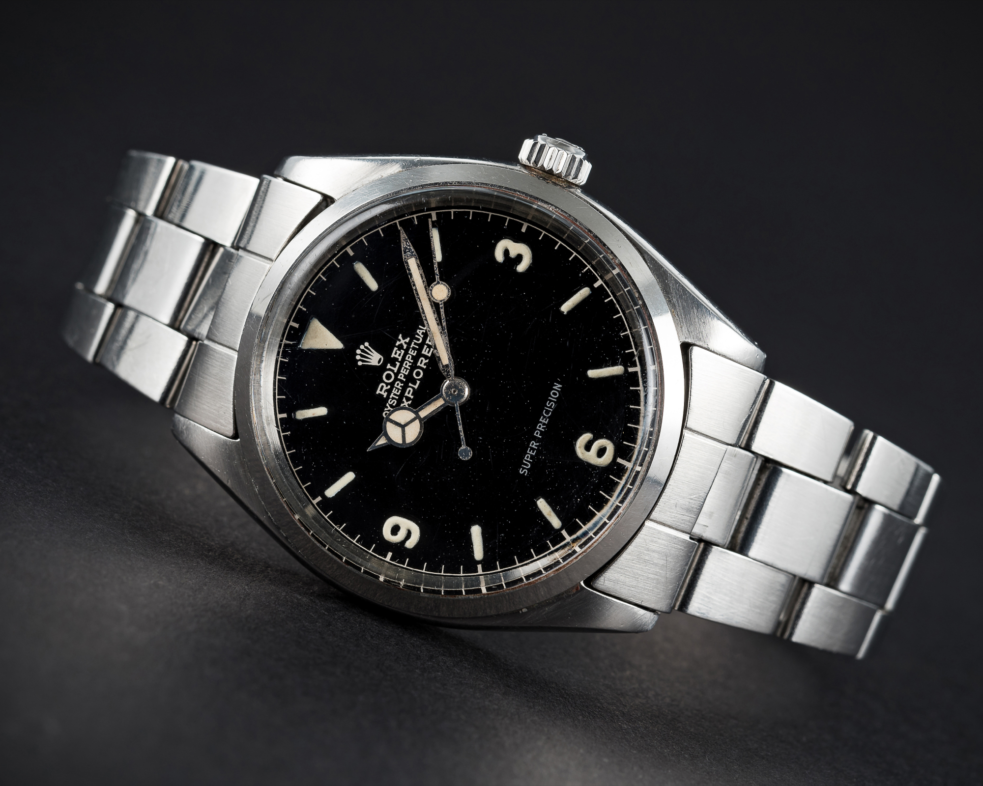 A VERY RARE GENTLEMAN'S STAINLESS STEEL ROLEX OYSTER PERPETUAL EXPLORER ...