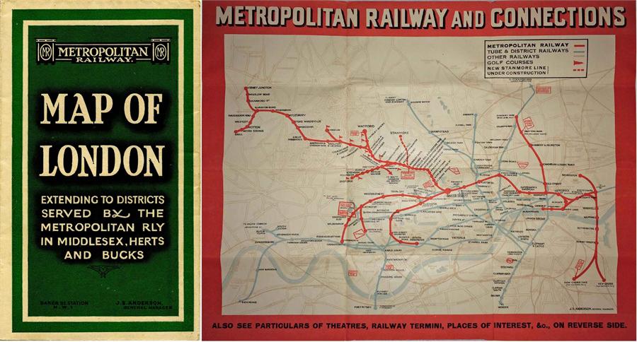 Early 1930s Metropolitan Railway MAP OF LONDON from the series of ...