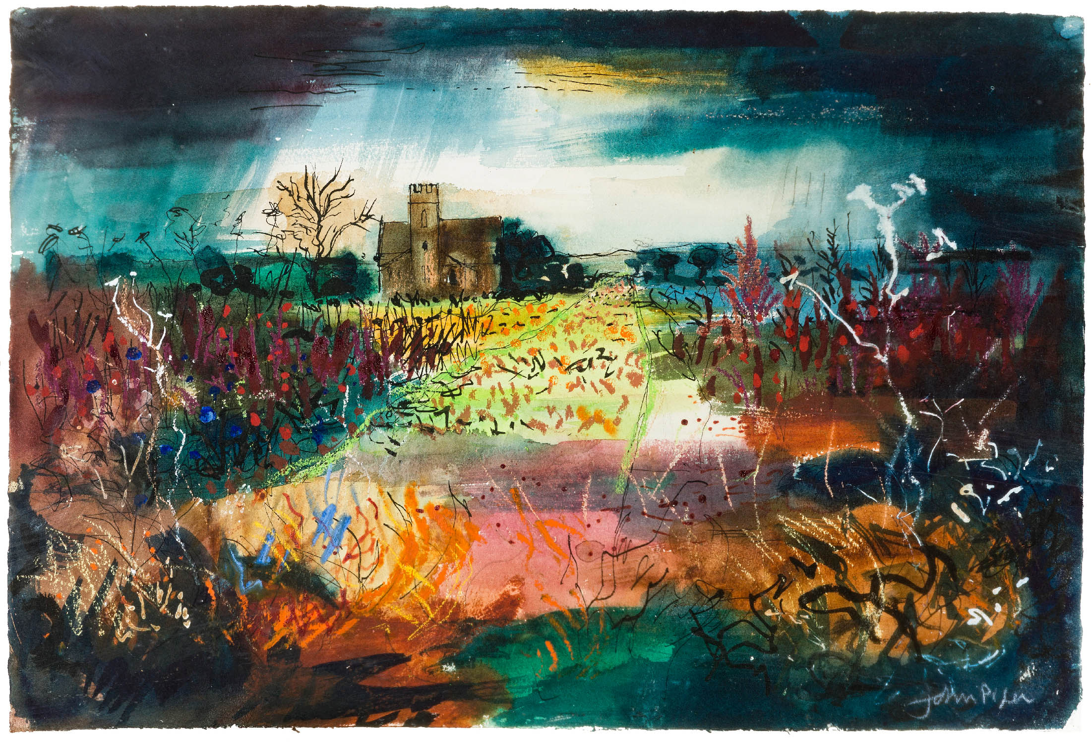 John Piper British 1903-1992 Landscape signed; inscribed with the ...
