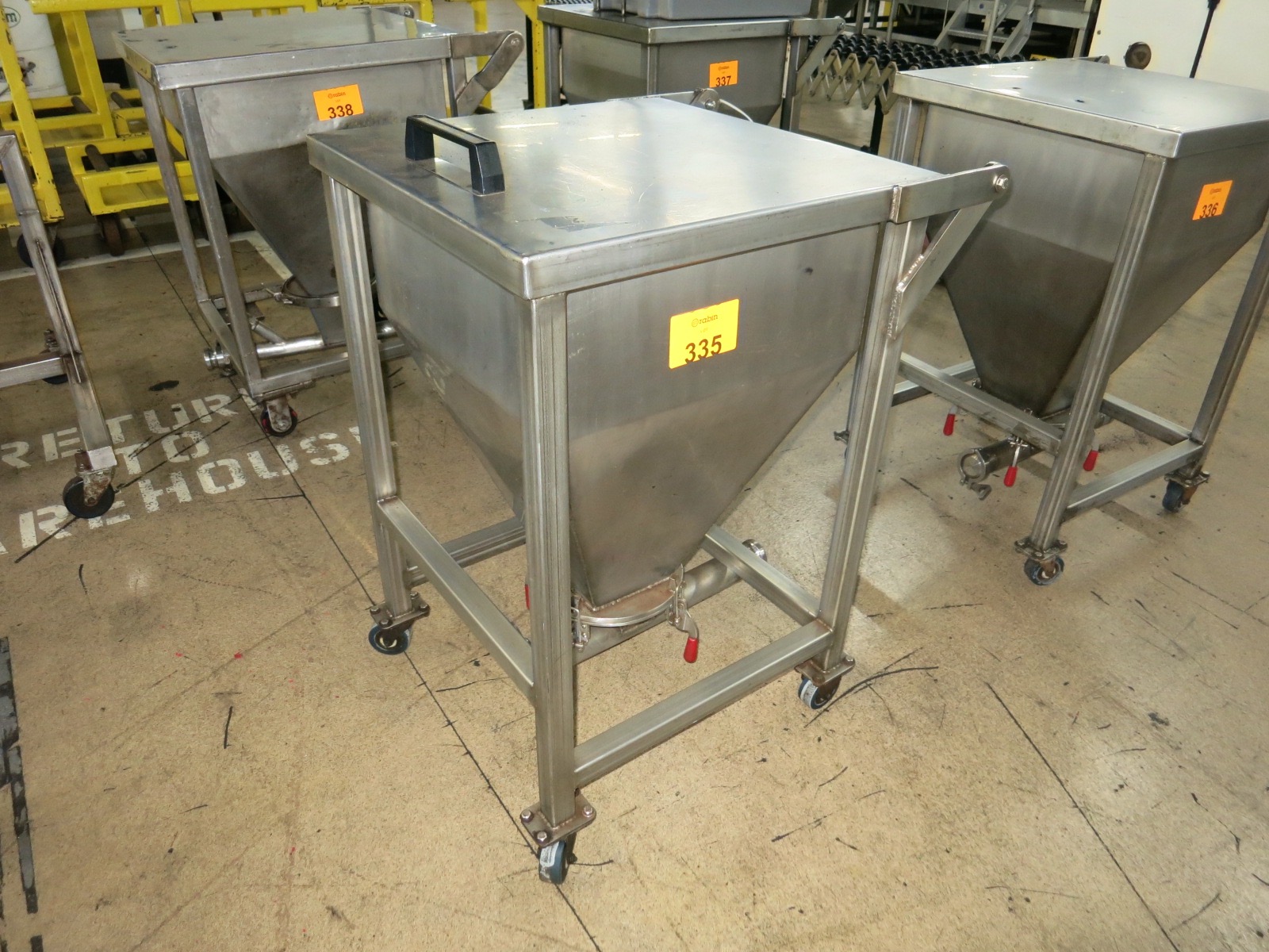 Stainless Hopper, 18"L x 18"W x 28"deep with hinged top lid cover, wire ...