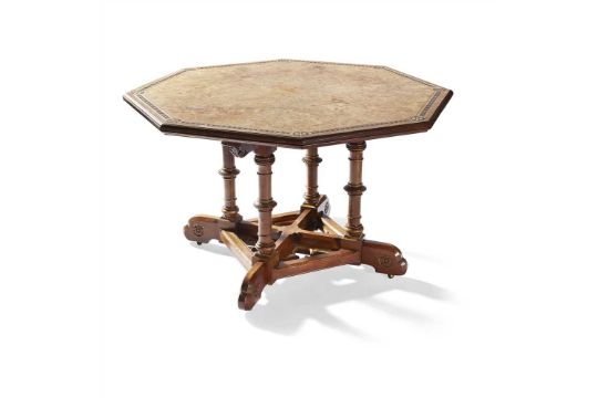 MANNER OF CHARLES BEVAN FINE WALNUT AND BURR WALNUT INLAID CENTRE TABLE ...