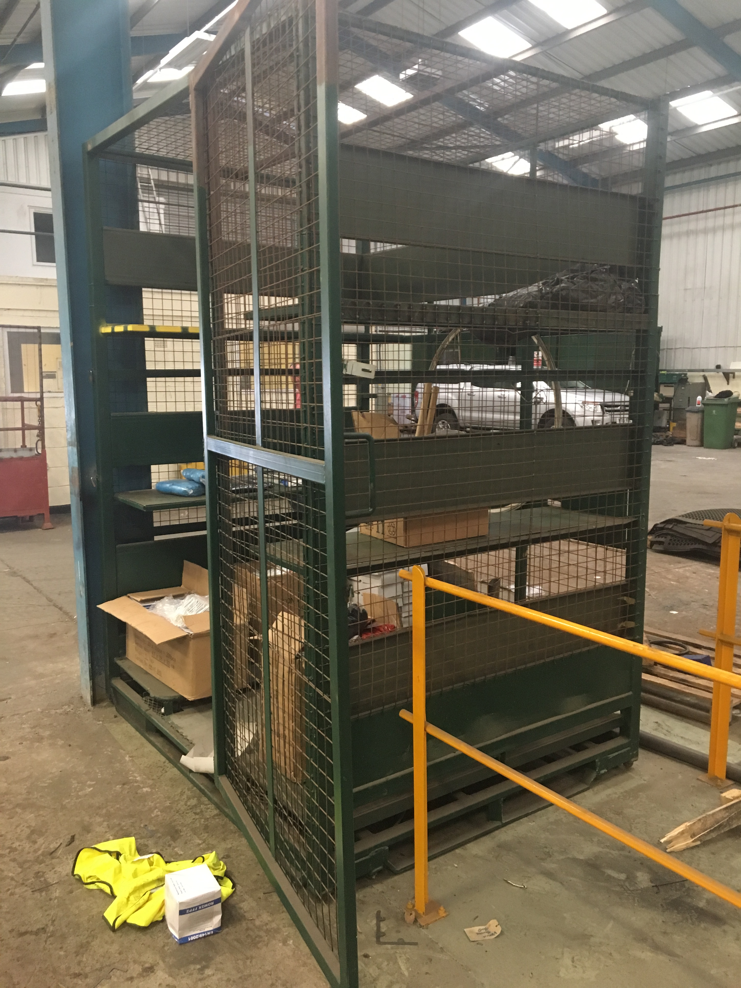 Metal Quarantine Cage and Contents of PPE Equipment