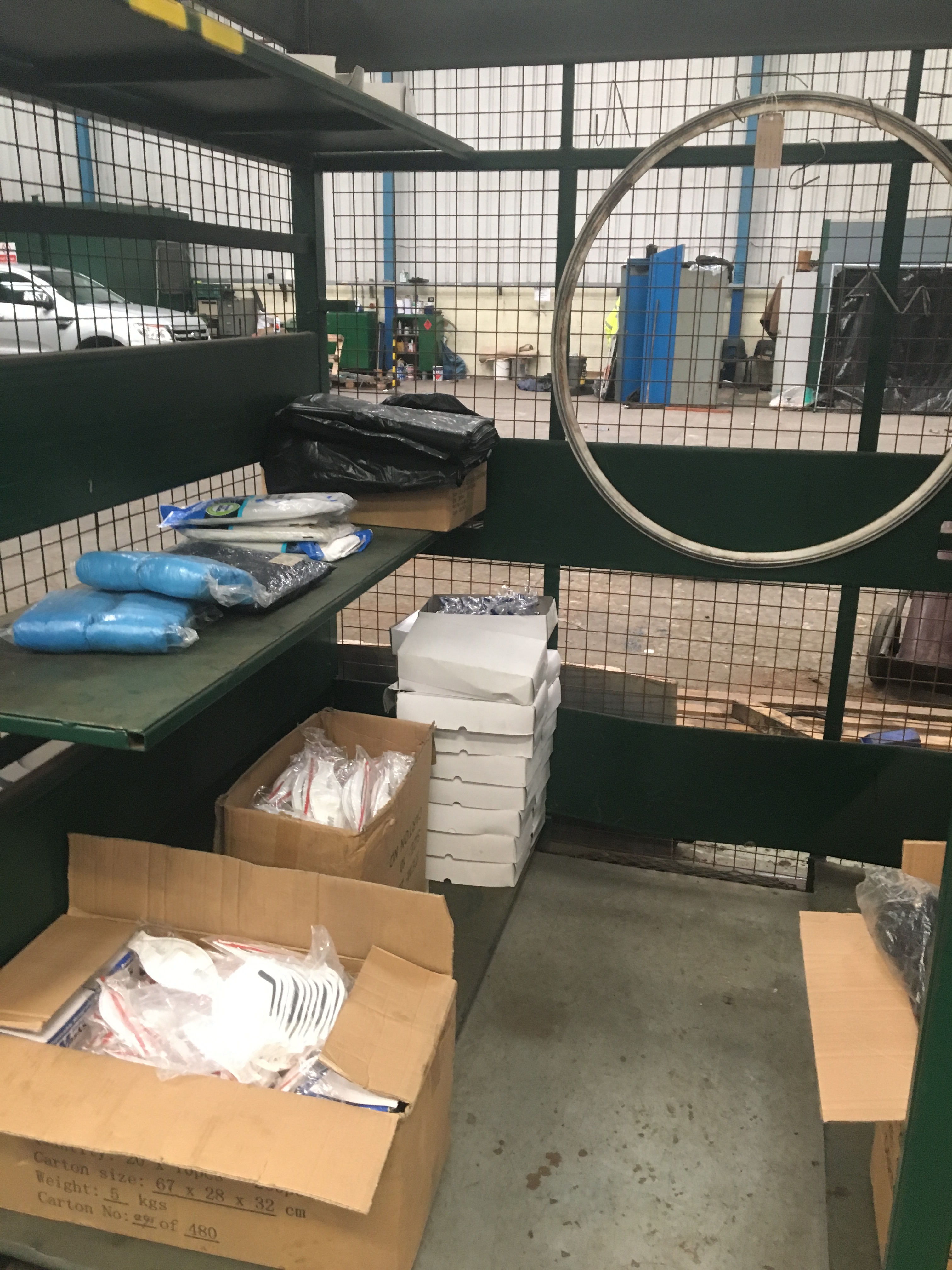 Metal Quarantine Cage and Contents of PPE Equipment