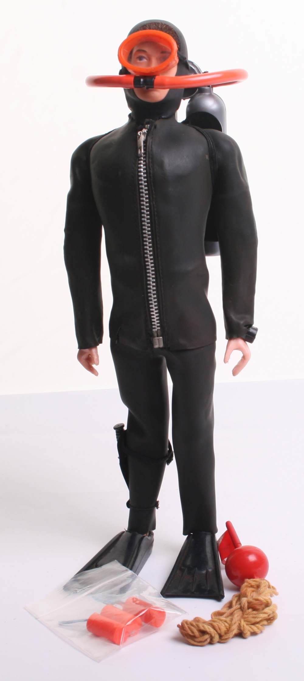 Palitoy vintage Action Man Frogman on brown flocked hair, fixed hands ...