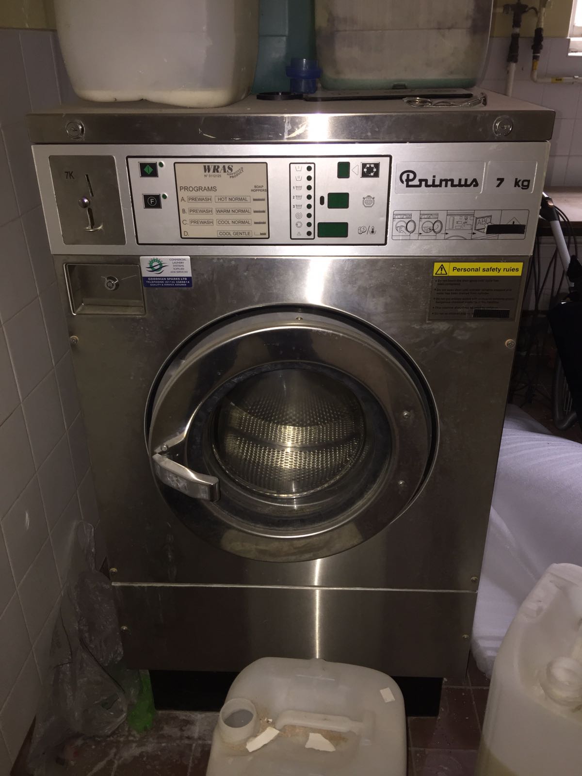 Primus 7kg Industrial Washing Machine 2003 Appraisal: Used Model/Serial ...