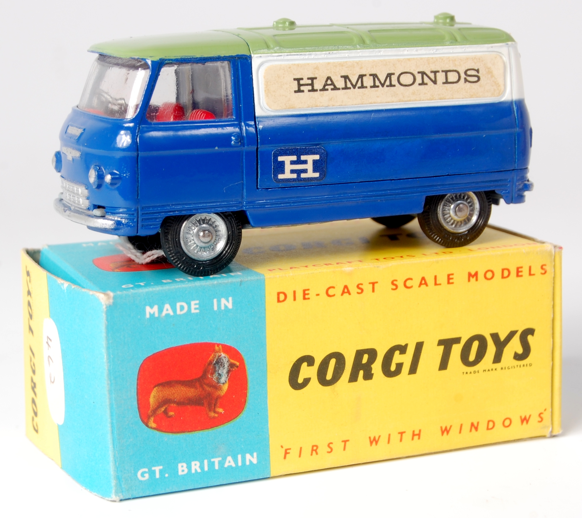 Corgi, 462 Promotional Commer van for HAMMONDS, blue lower, green roof ...