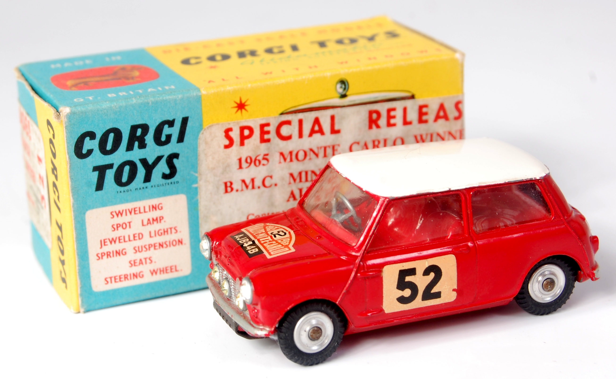Corgi, 321 Monte Carlo BMC Mini Cooper S, red body, white roof, no ...