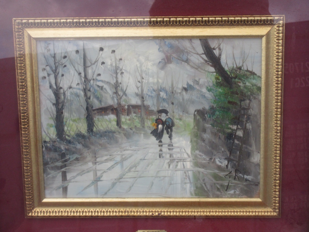 G Rizzo, Oil on board, landscape with figures, approximately 14'' x 18 ...