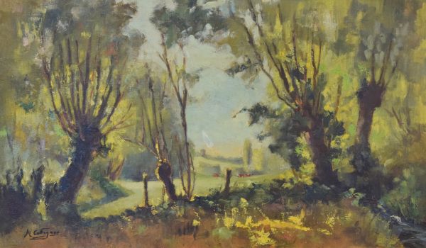 M. Collignon (French 19th/20th Century) - Oil on board - A wooded ...