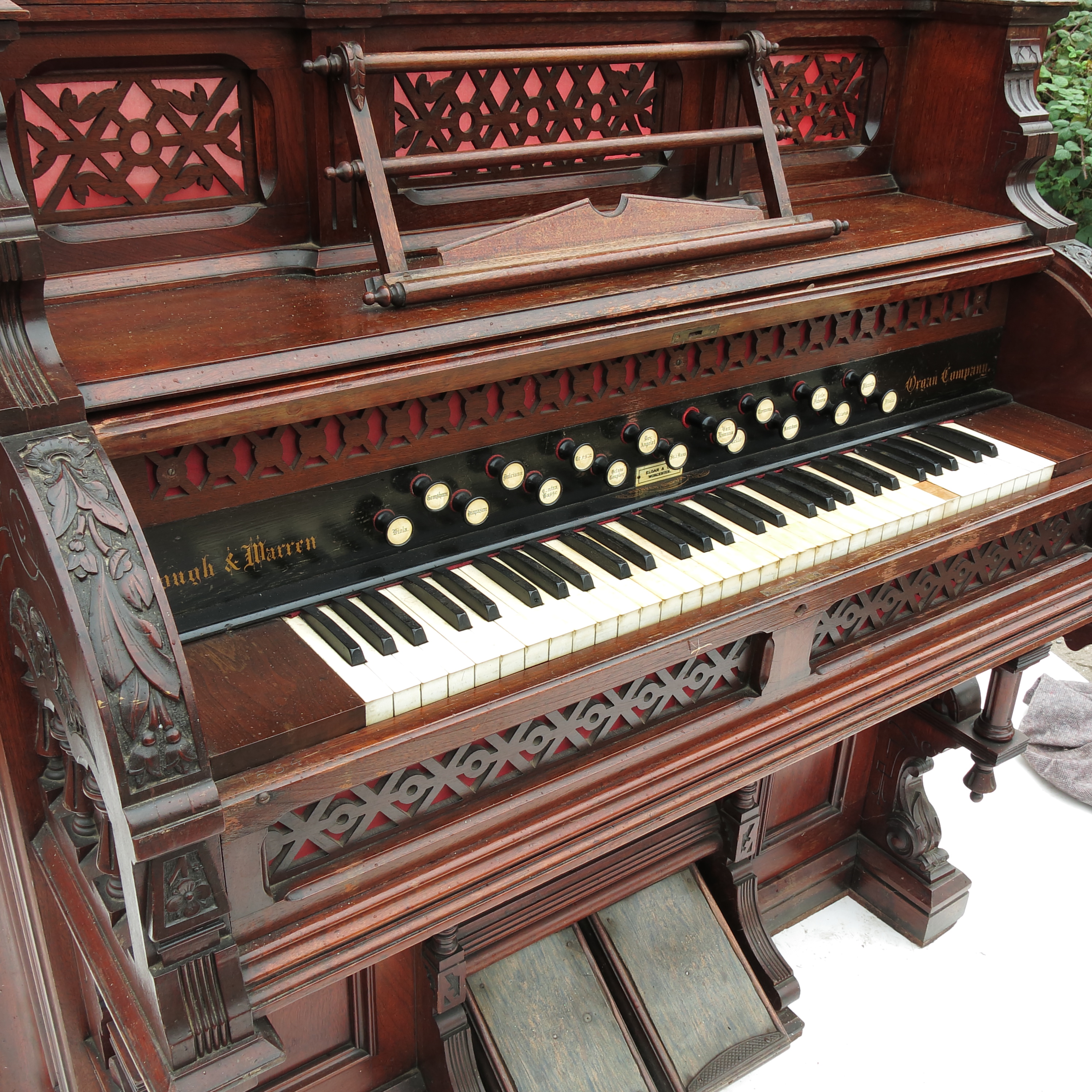 A 19th century mahogany cased pedal organ, made by Clough & Warren and ...