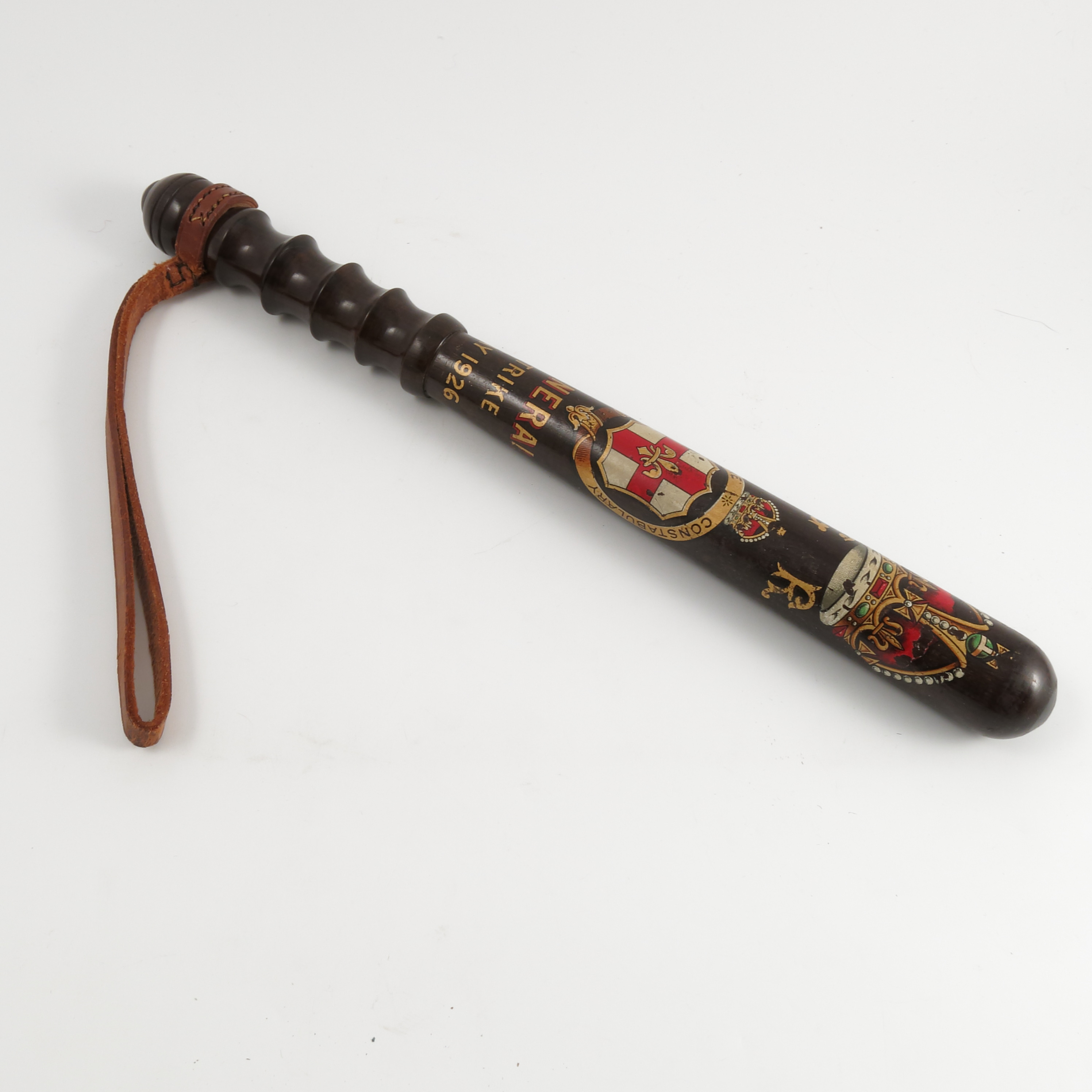A turned wooden truncheon, painted for the General Strike May 1926 ...