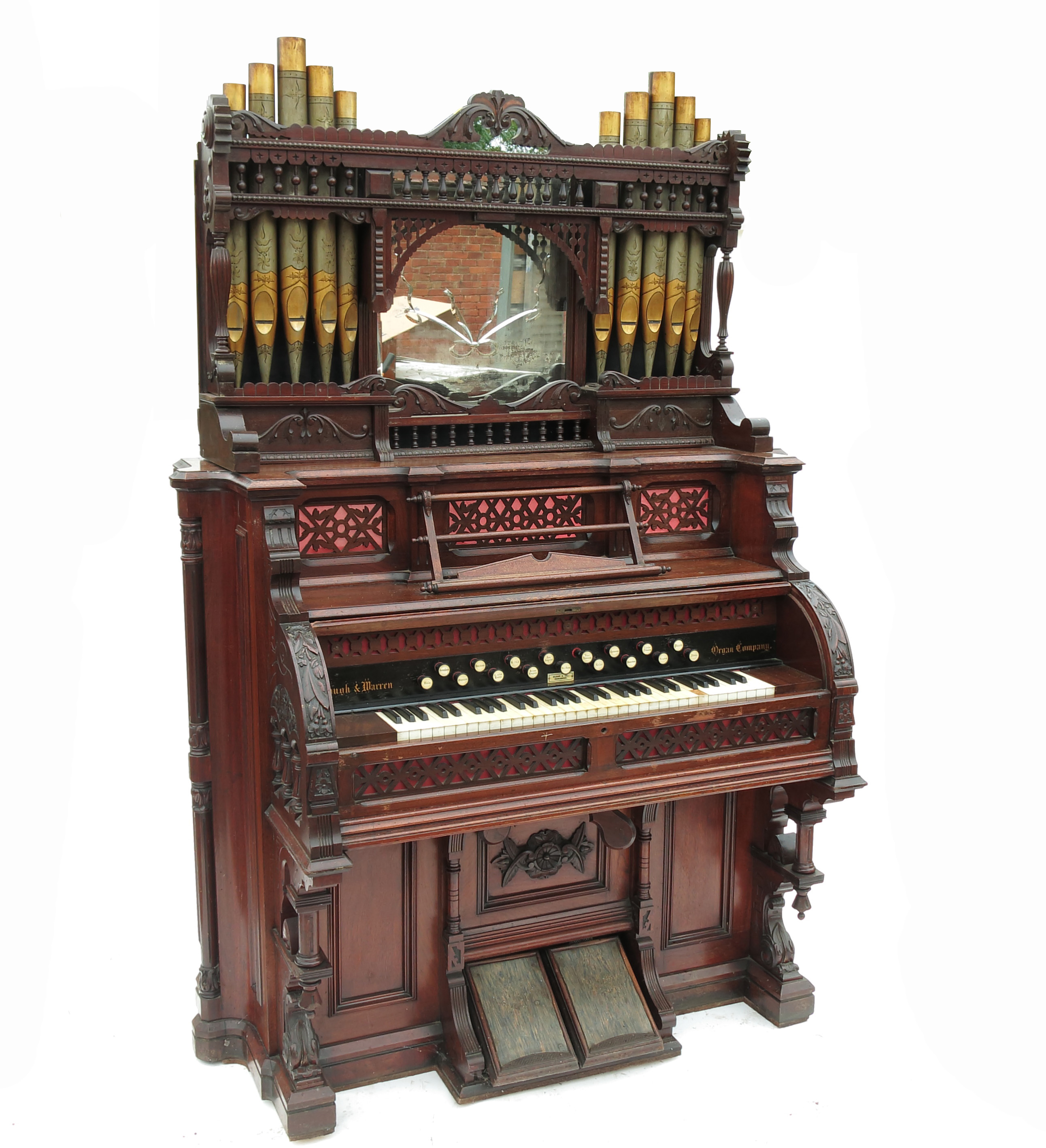 A 19th century mahogany cased pedal organ, made by Clough & Warren and ...
