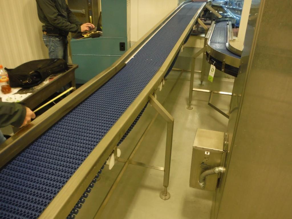 90 degree RH conveyor, plastic interlock belt, 24 ft. long x 12 in ...