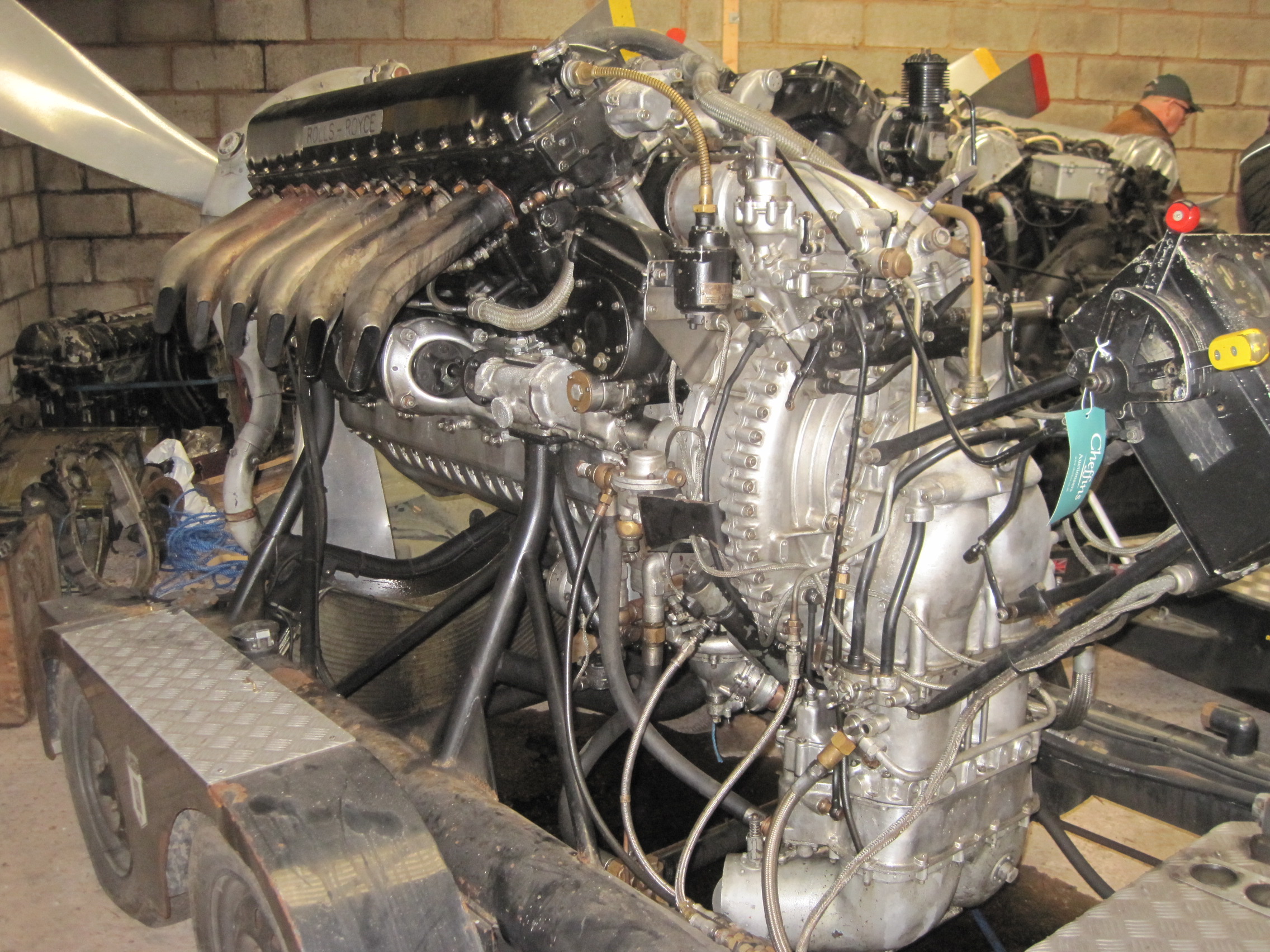 Rolls-Royce Merlin 24 V12 engine mounted to twin axle display trailer ...