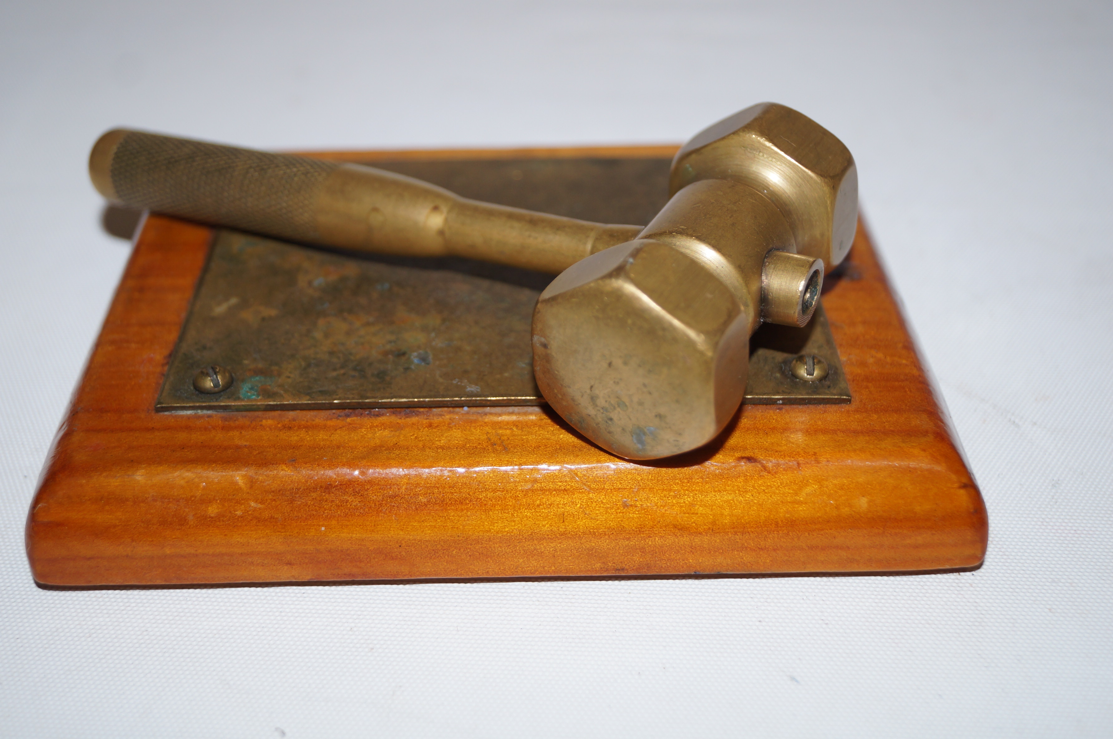 Brass gavel and block