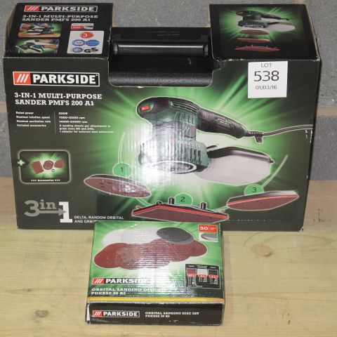 Parkside 3-in-1 Multi Purpose Sander c/w extra sanding pads