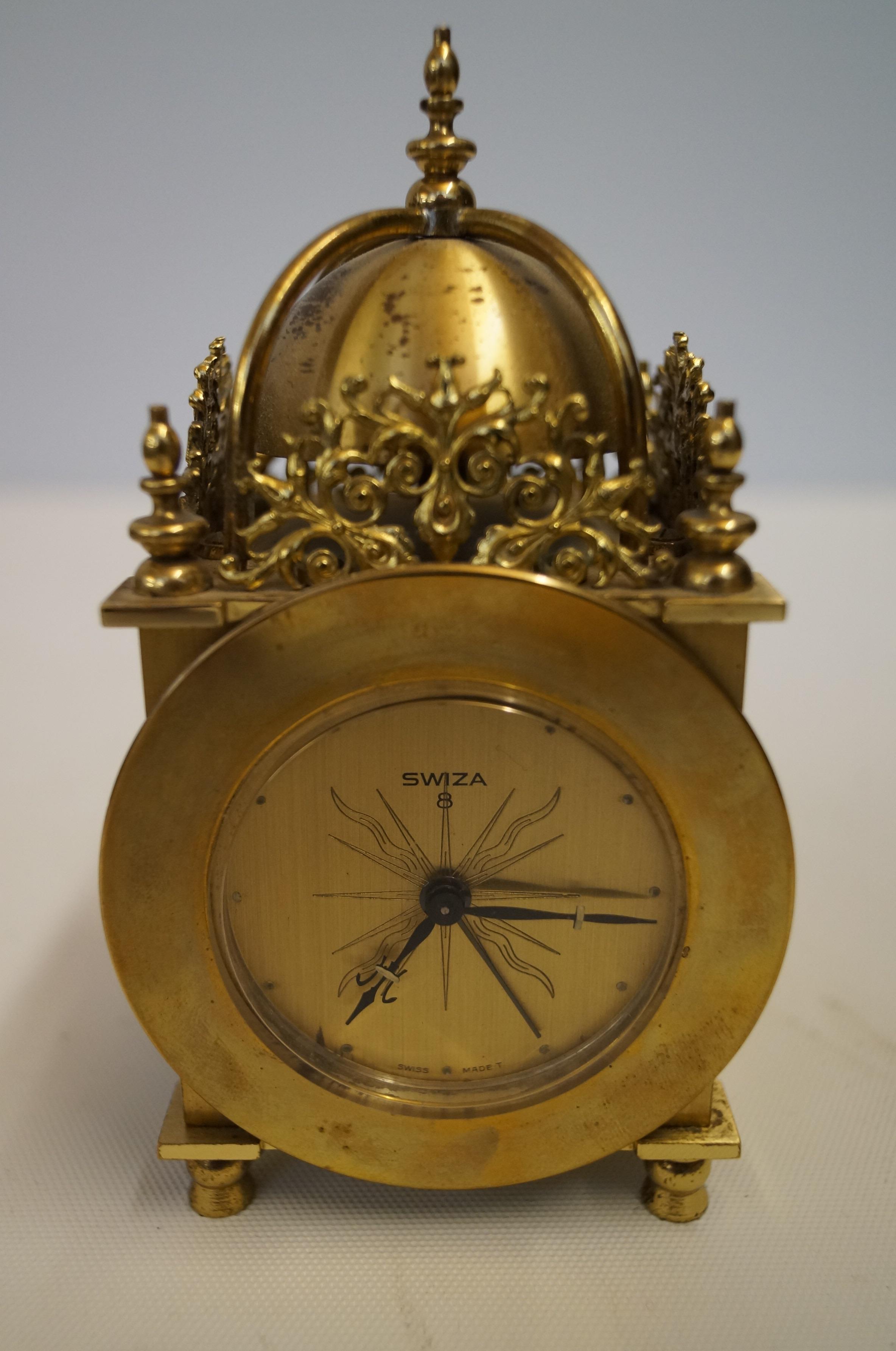 Swiza 8 brass lantern clock (swiss made) Height 13 cm
