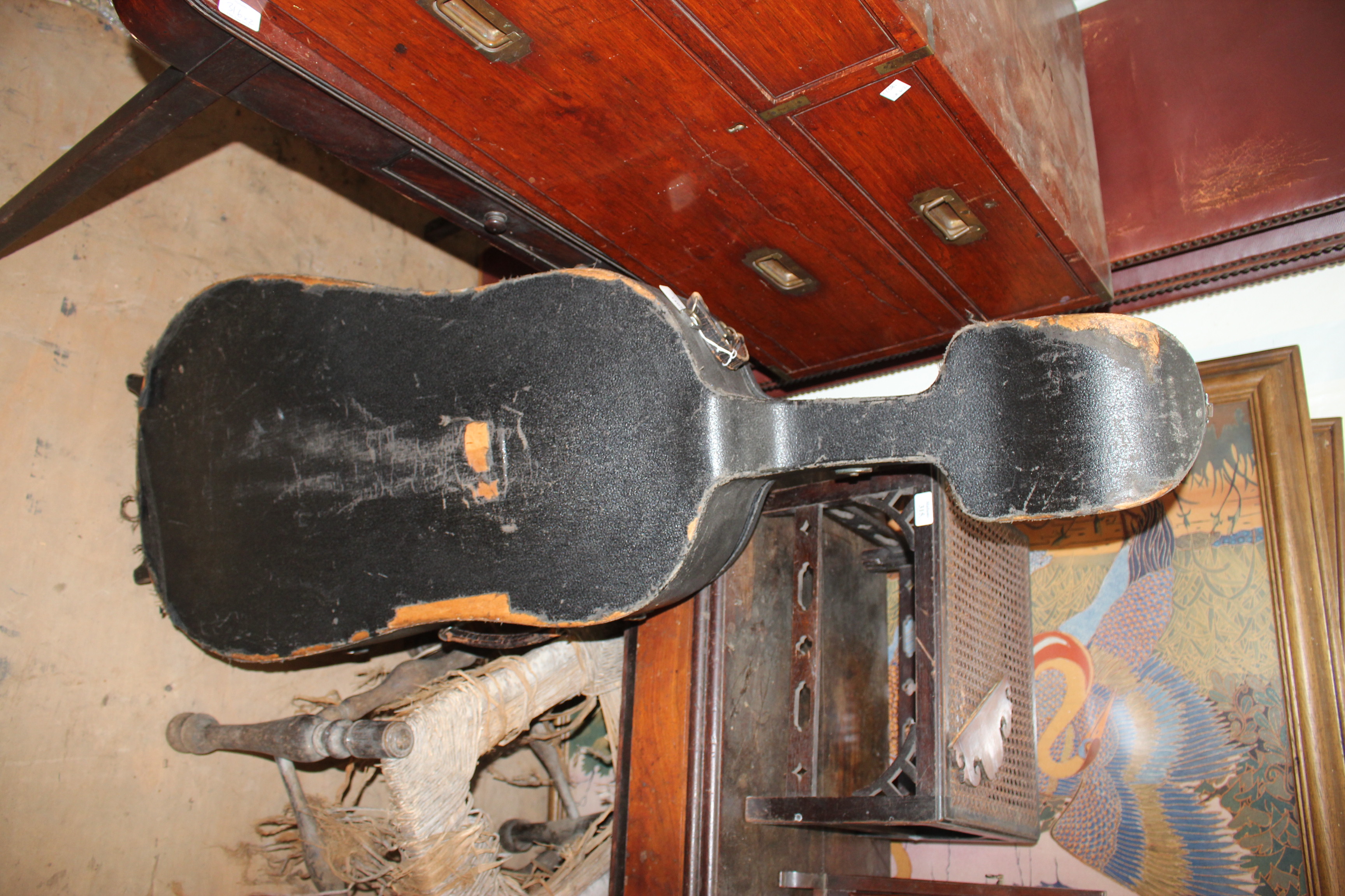 AN OLD CELLO CASE, 133cm in length
