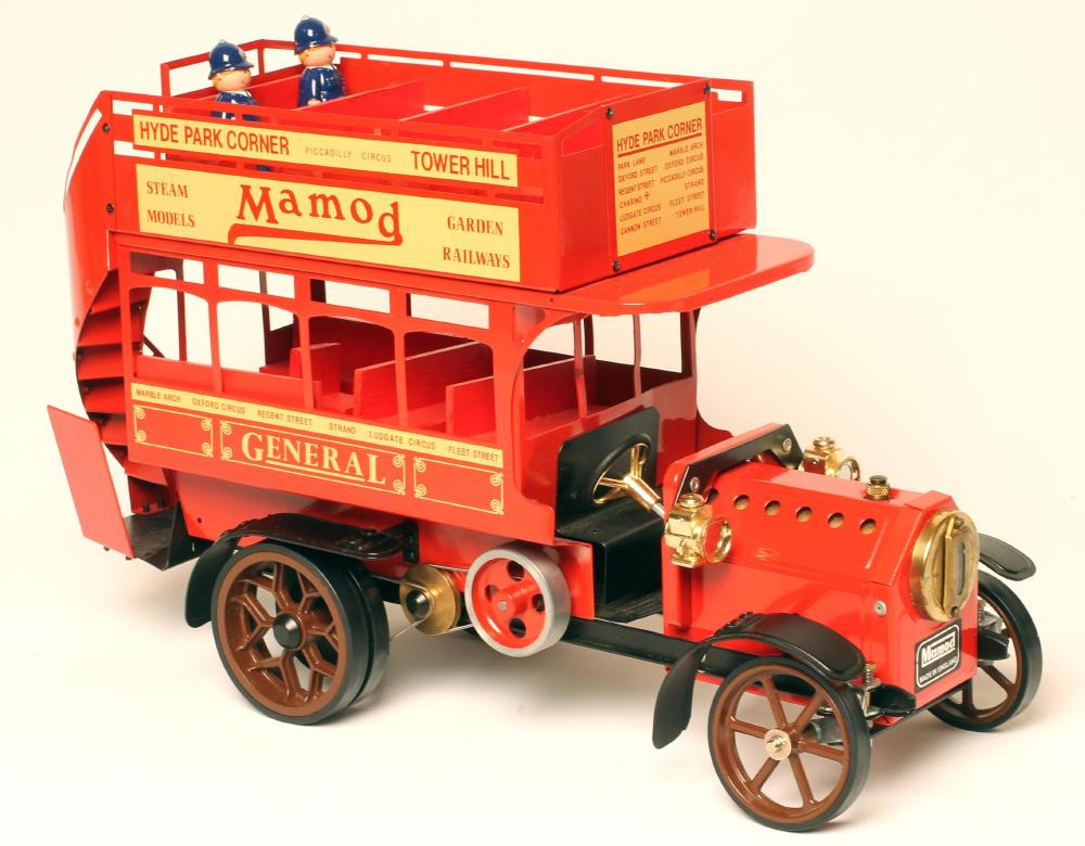 A Mamod Double Decker Bus, steam powered, with external staircase ...
