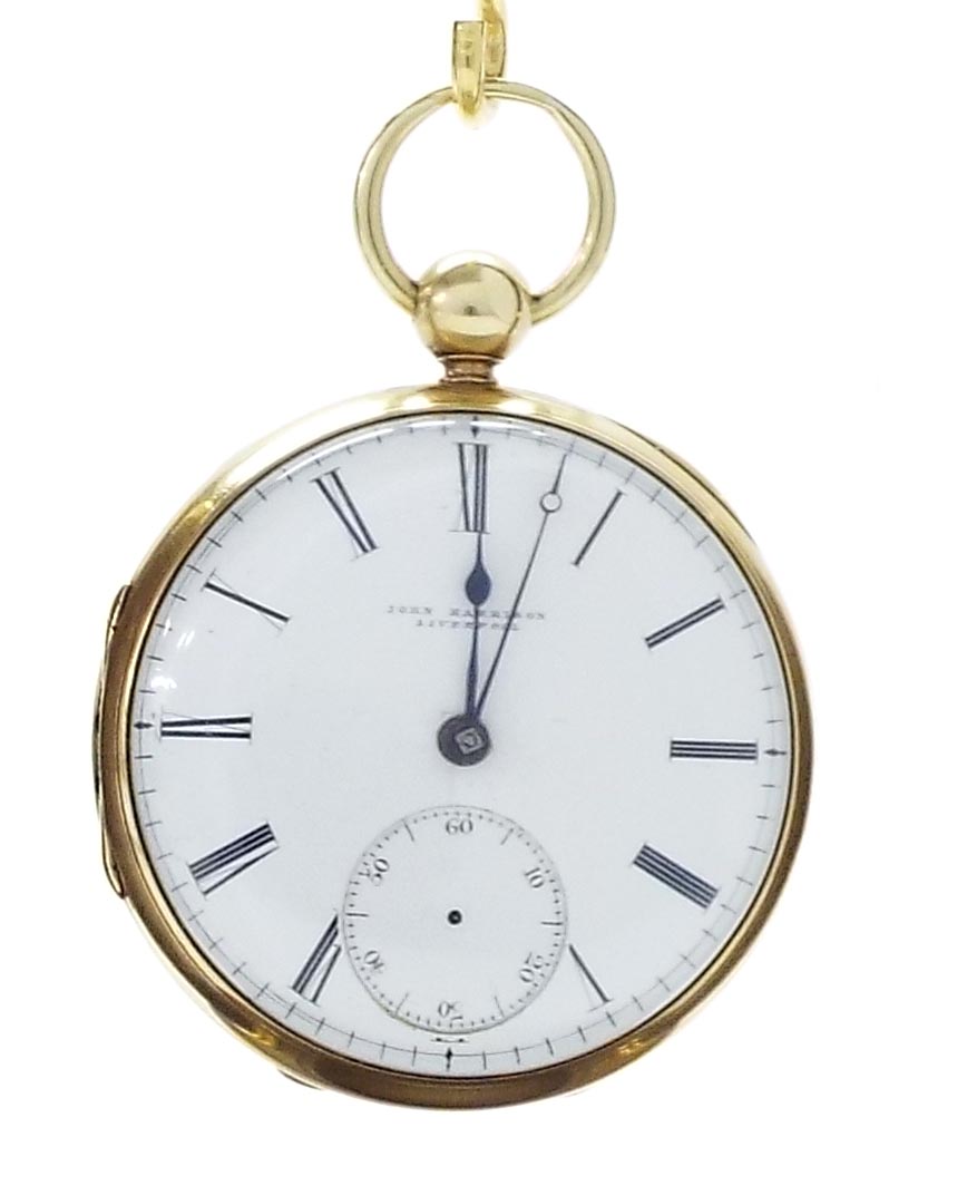 John Harrison, Liverpool 18ct lever pocket watch, signed and numbered ...