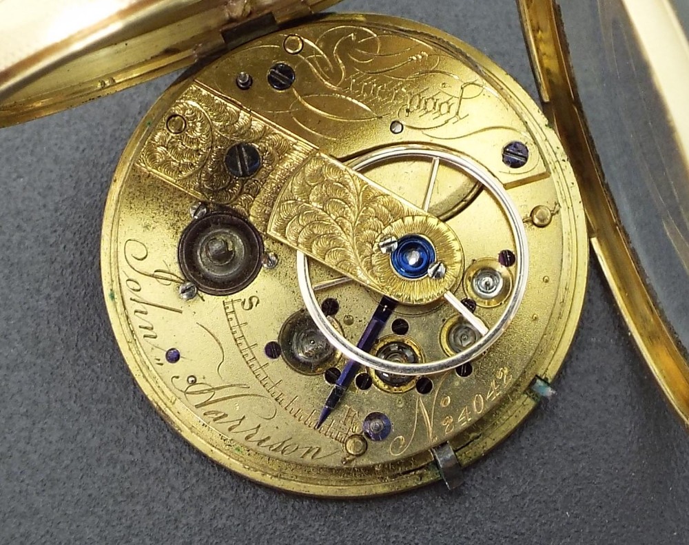John Harrison, Liverpool 18ct lever pocket watch, signed and numbered ...