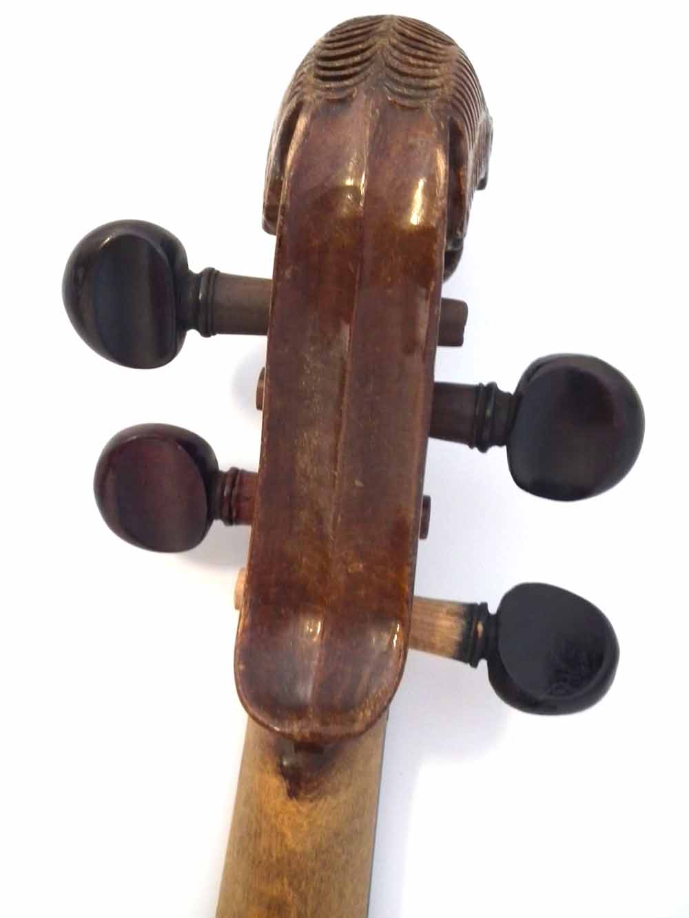 German violin with lions head scroll, labelled and stamped 'Stainer ...