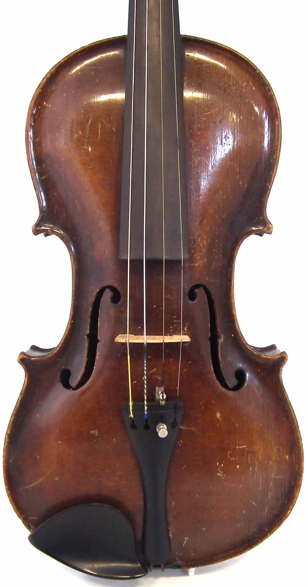 German violin with lions head scroll, labelled and stamped 'Stainer ...
