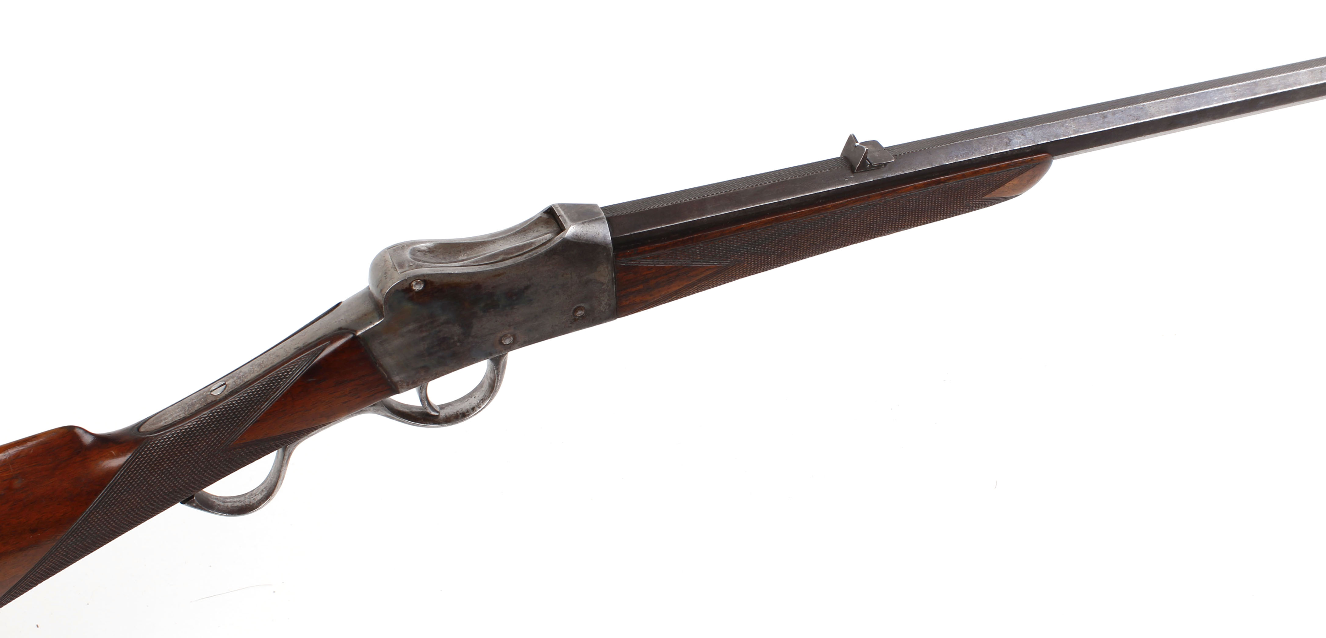 .300 Belgian Martini Action rook rifle, 22 ins octagonal barrel, engine ...