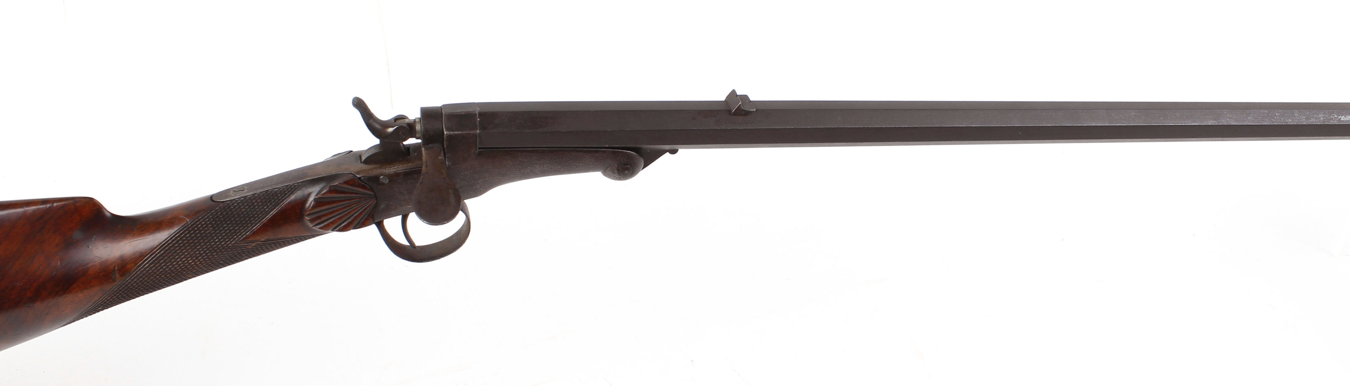 .380(lr) Rook and Rabbit rifle, 26 ins octagonal barrel, blade and leaf ...