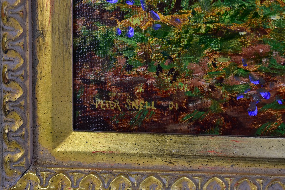 PETER SNELL; oil on canvas, woodland scene, signed and dated '01 lower ...
