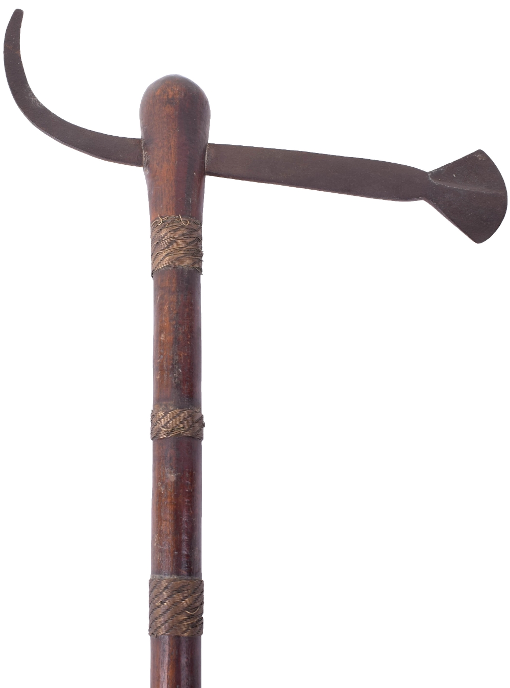 Zulu / African Tribal Battle Axe, having a steel tang with fan shaped ...