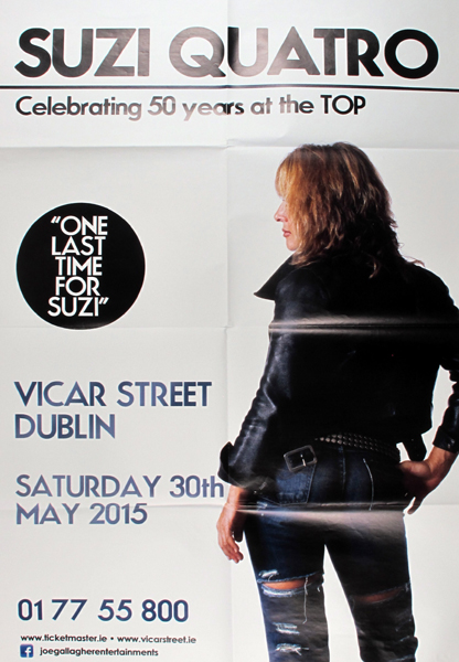 Suzi Quatro. Concert poster, Vicar Street, 30 May 2015. A four sheet ...