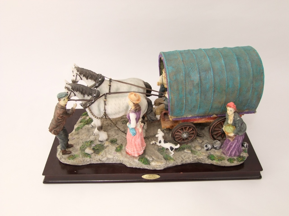 A Juliana Collection model of a horse drawn gypsy caravan, 43 cm long ...