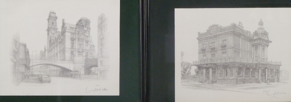 GELDART TWELVE ARTIST SIGNED PRINTS OF PENCIL DRAWINGS Manchester scene ...