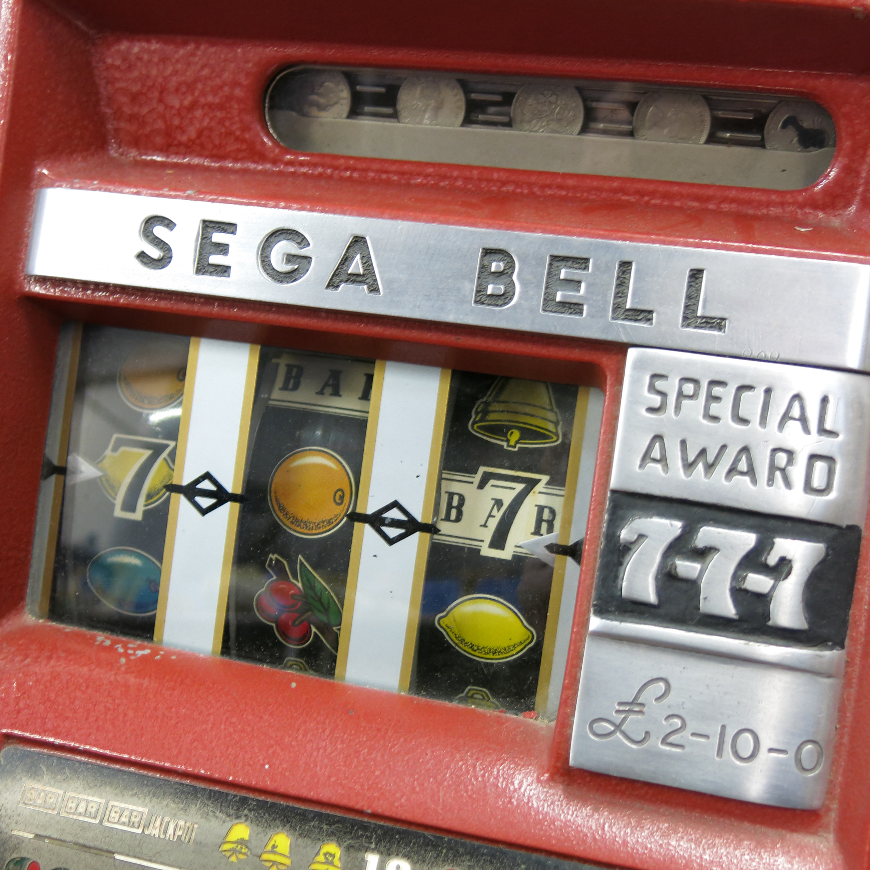 A Sega Bell 777, one armed bandit, height 25ins