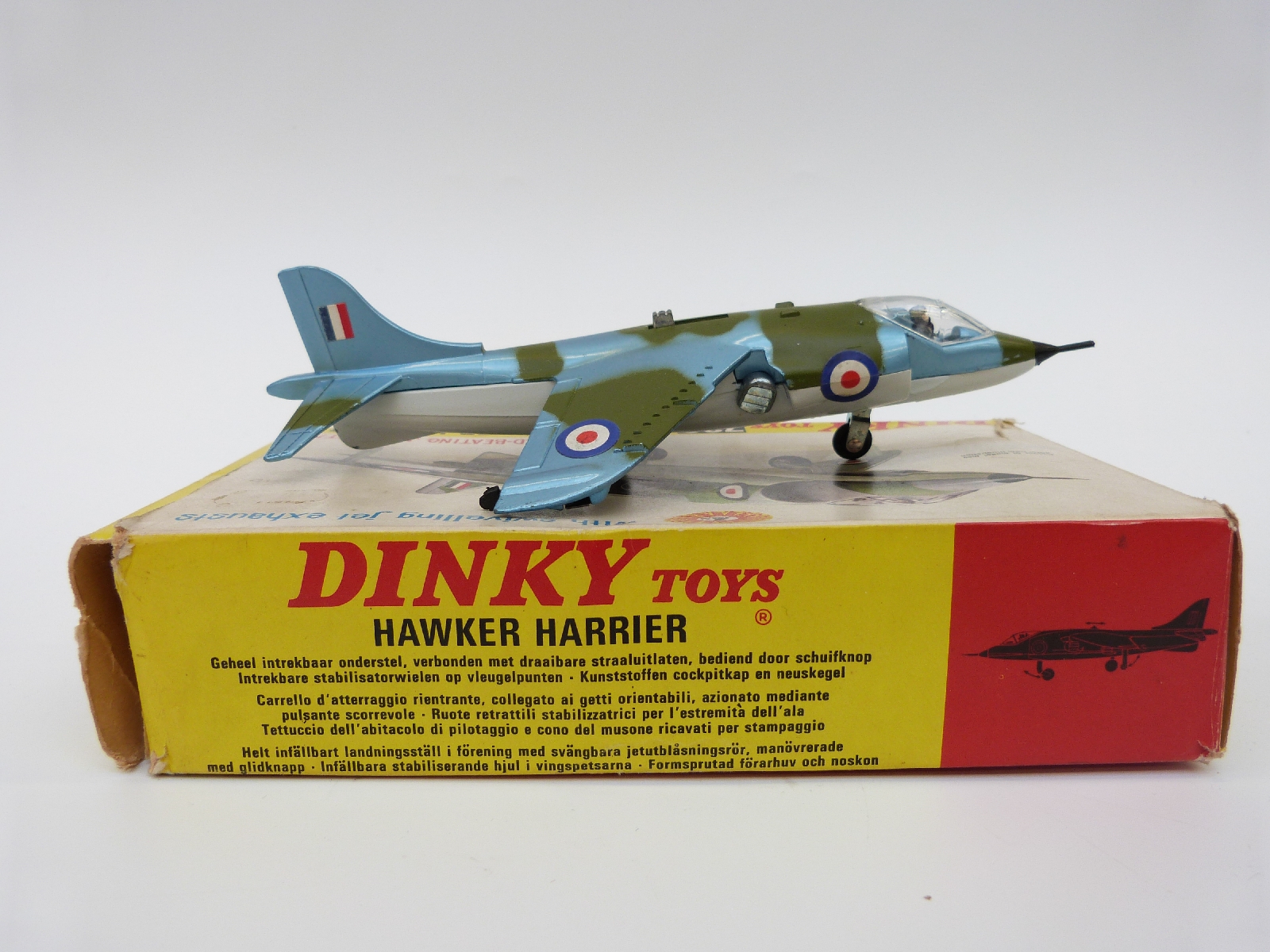 Dinky Toys diecast model Hawker Harrier Jump Jet 722, in original box.