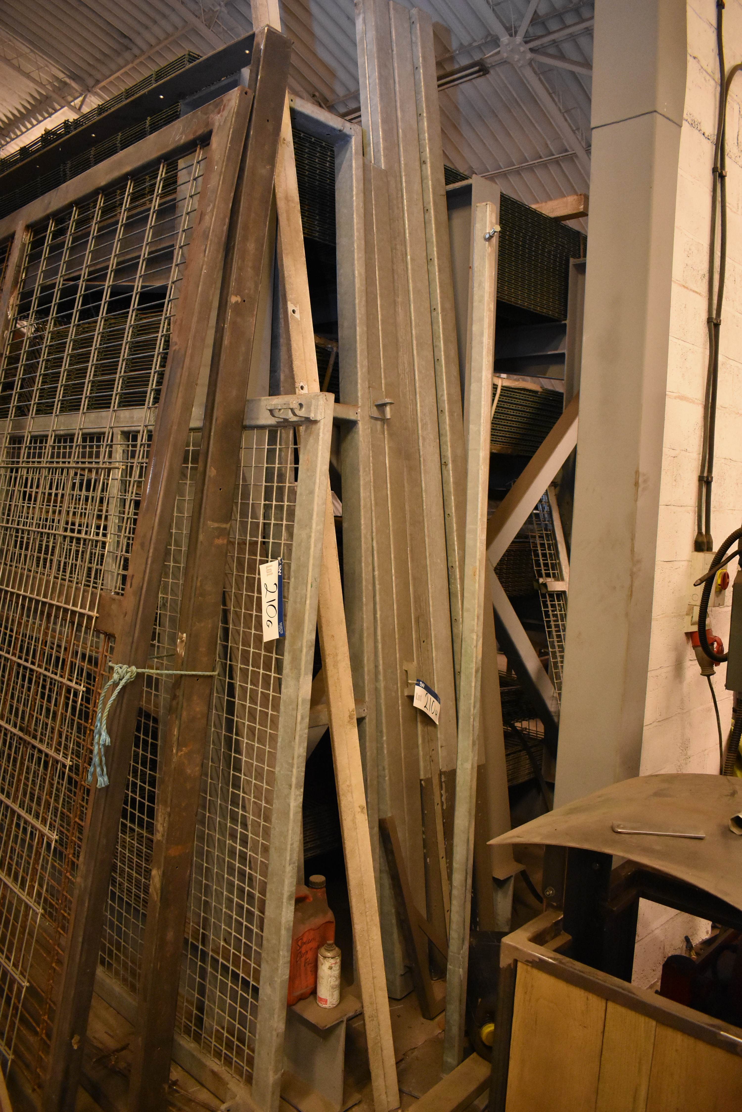 Two Galvanised Steel Gate Posts, 3050mm x 95mm x 95mm and 6 Galvanised ...