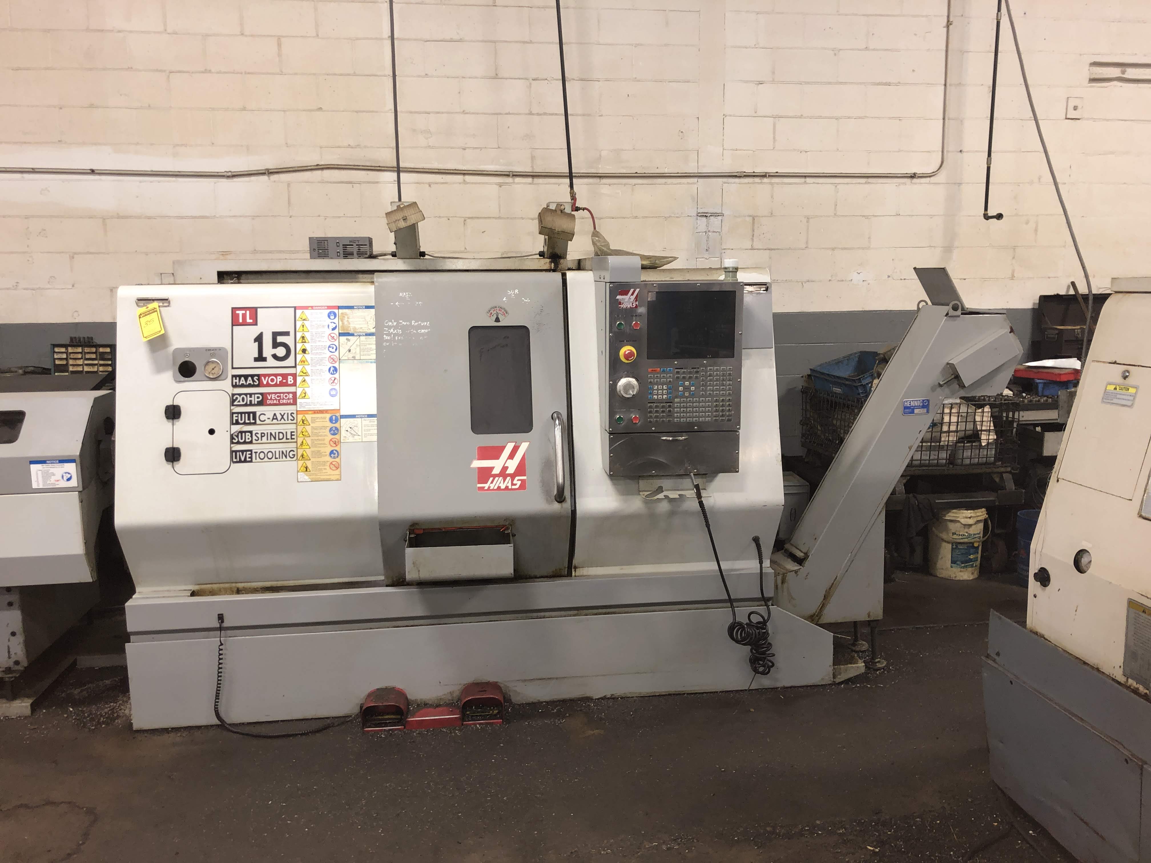 2008 HAAS TL-15 VOP-B CNC TURNING CENTER; S/N 3080823, HAAS CNC CONTROL ...