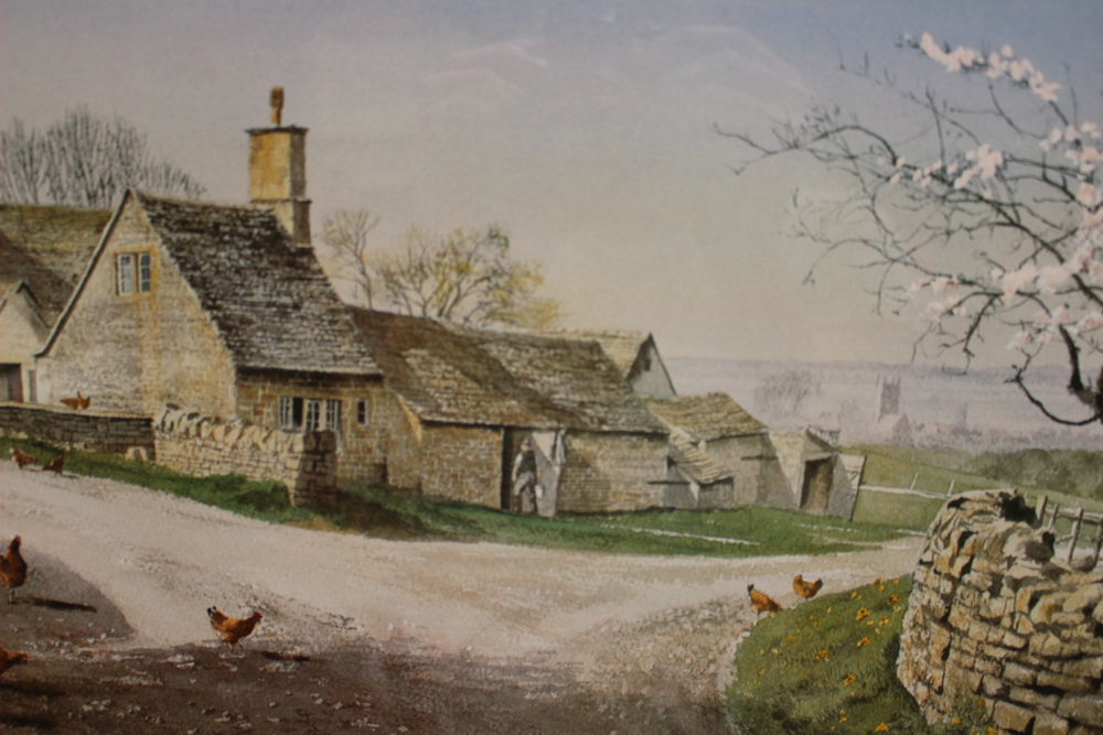 An Alan Ingham print, depicting a farm in the Cotswolds