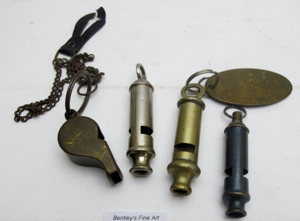 A collection of four old whistles, 'The Acme City' whistle, The Acme ...