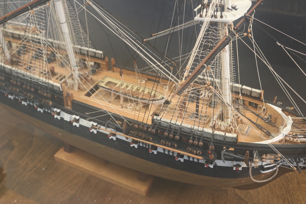 Cased Model of the USS Constitution Plank on frame model of the Frigate ...