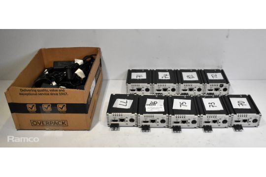 9x DataVideo HBT-11 HD base T receiver boxes and 8x power adaptors