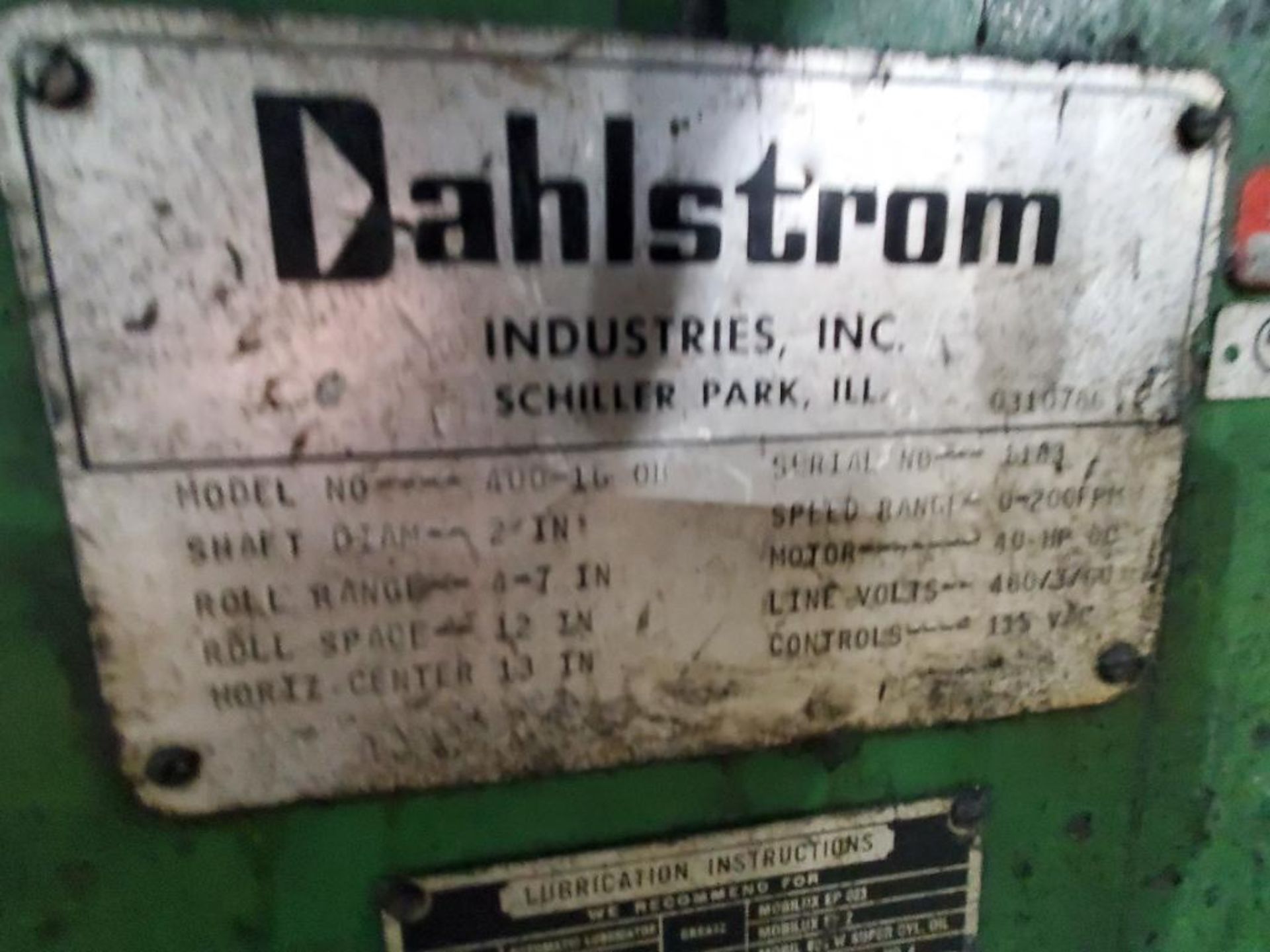 6 stand Dahlstrom roll former. 2in shaft diameter. Model 400-16 OB ...