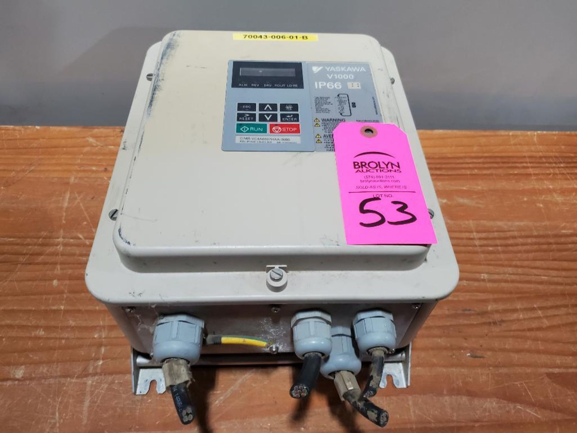 Yaskawa V1000 drive. Part number CIMR-VC4A0007HAA-0080. For a $20 fee ...